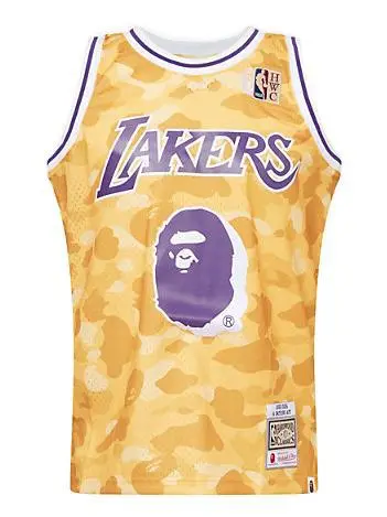 A BATHING APE Nba Lakers Camouflage-print Mesh Jersey - Yellow