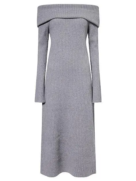 Theory Wool And Cashmere-blend Midi Dress - Grey Heather