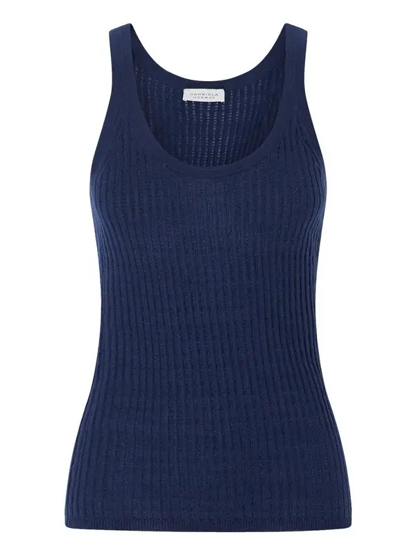 Gabriela Hearst Nevin Ribbed Knit Cashmere And Silk-blend Tank - Blue