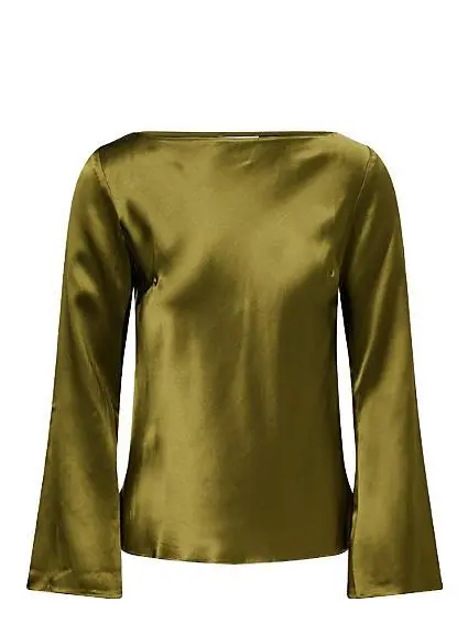 REFORMATION Marlow Silk Top - Moss Garden