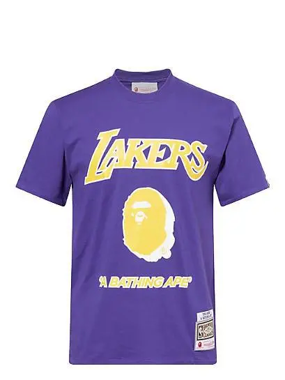 A BATHING APE Nba Lakers Logo-print Short-sleeve Cotton T-shirt - Purple