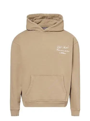 CLUB 1984 Graphic-print Cotton Hoody - Dark Taupe