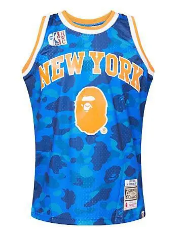 A BATHING APE Nba Knicks Camouflage-print Mesh Jersey - Blue