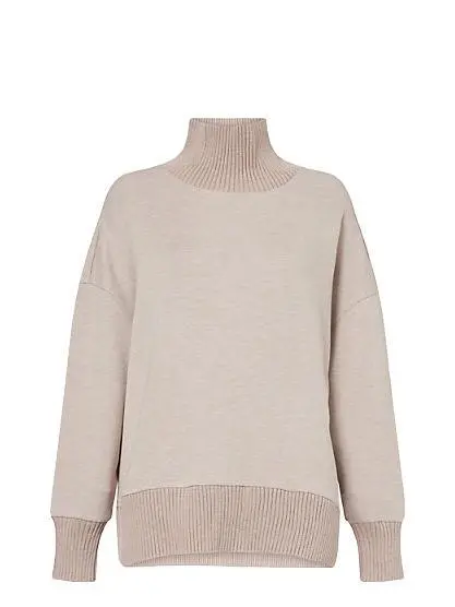 Varley High-neck Stretch-woven Sweatshirt - Taupe Marl