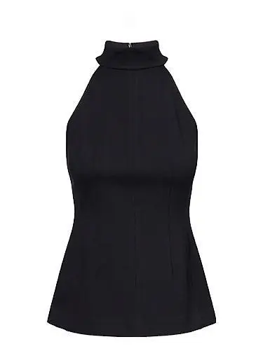 Veronica Beard Johanne High-neck Stretch-woven Top - Black