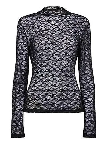 REFORMATION Nell Mesh Knit Top - Black Lace