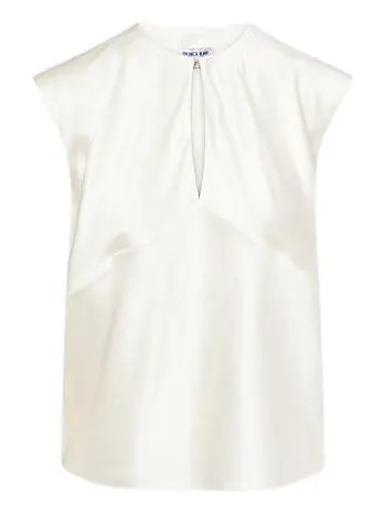 Veronica Beard Sparrow Keyhole-neck Silk-blend Top - Dove