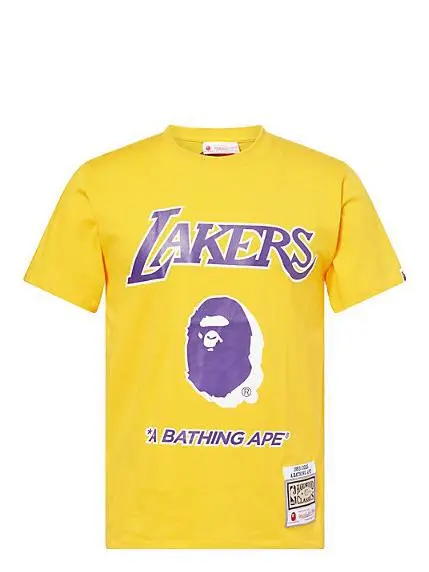 A BATHING APE Nba Lakers Logo-print Short-sleeve Cotton T-shirt - Yellow