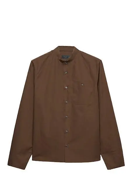 Prada Band-collar Slim-fit Woven Shirt - Brown