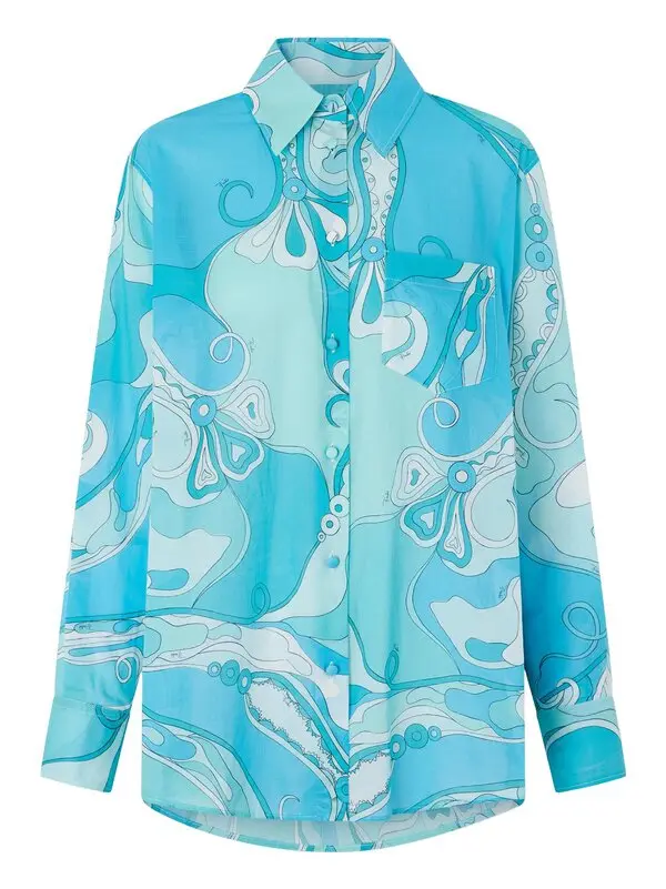 Emilio Pucci Printed Cotton-muslin Shirt - Blue