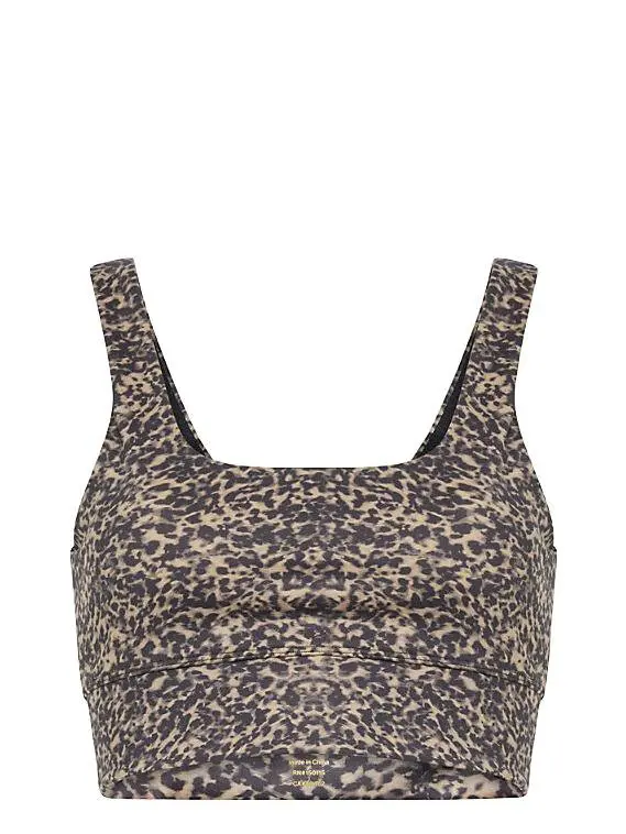 Varley Freesoft Cori Square-neck Sports Bra - Prairie Sand Cheetah