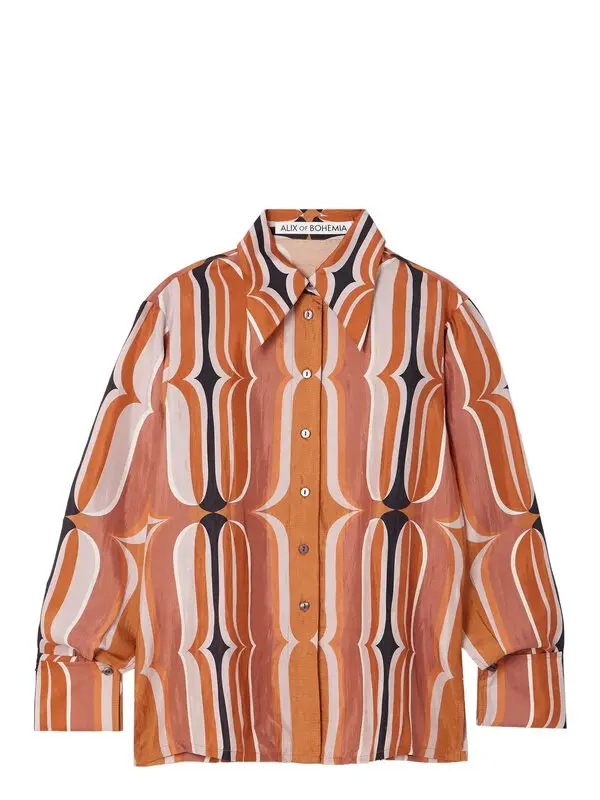 Alix Of Bohemia Dana Printed Silk Shirt - Orange