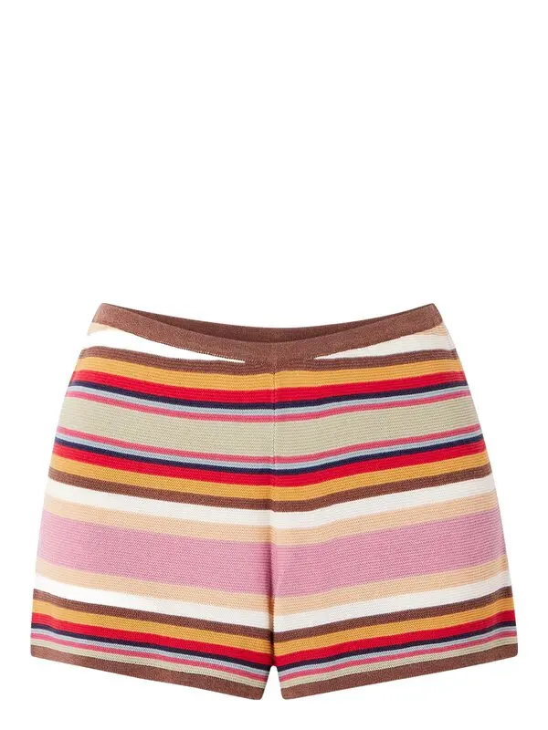Faithfull The Brand Playa Striped Knitted Shorts - Pink