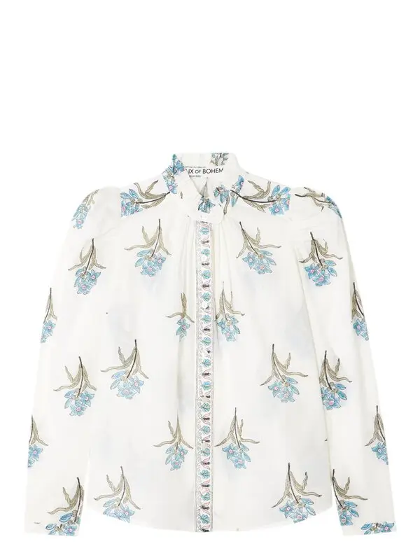 Alix Of Bohemia Artemis Sky Floral-print Shirt - Off-white