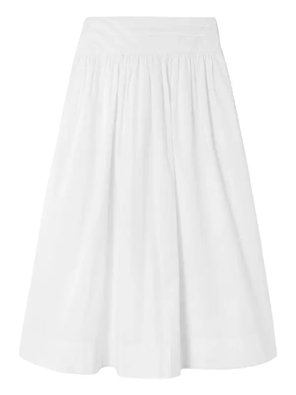 Posse Rue Pleated Cotton-poplin Midi Skirt - White