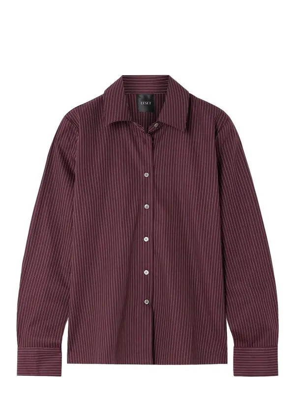 LESET Yoshi Pinstriped Shirt - Burgundy