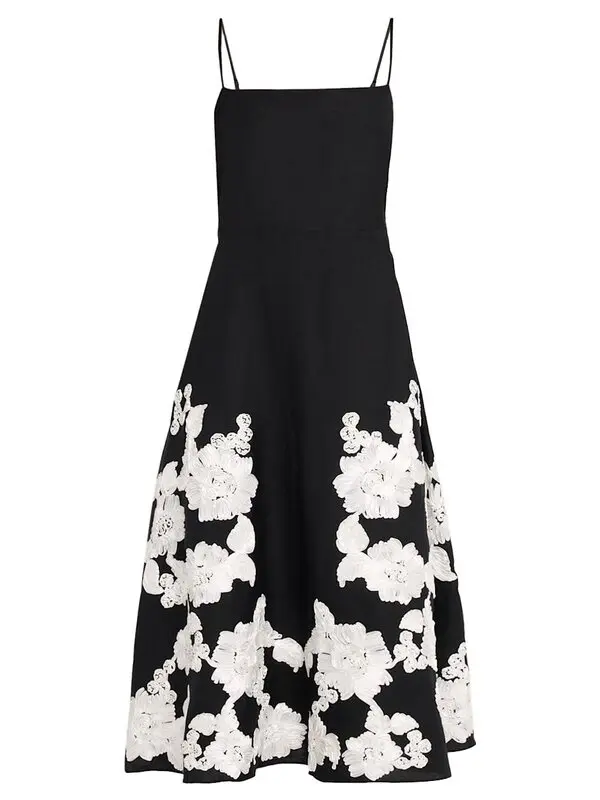Simkhai Annabella Floral Embroidered Midi Dress - Black Multi