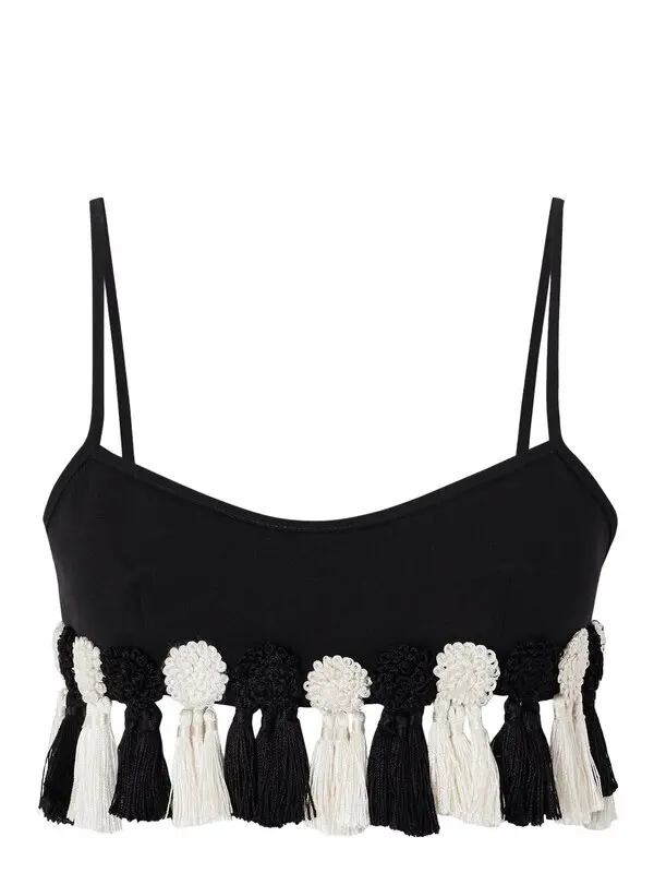 BODE Folly Tasseled Wool-crepe Bralette - Black