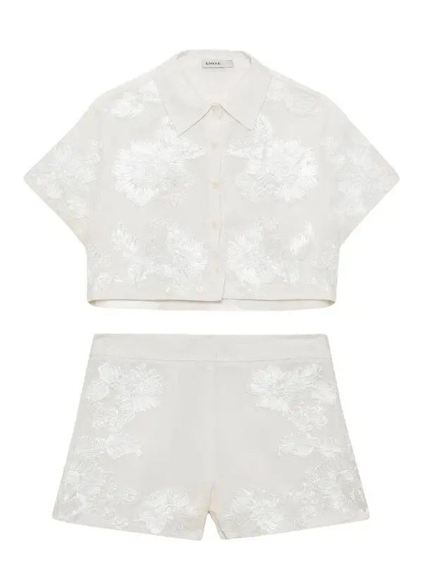 Simkhai Callie Floral Camp Shirt - Ivory