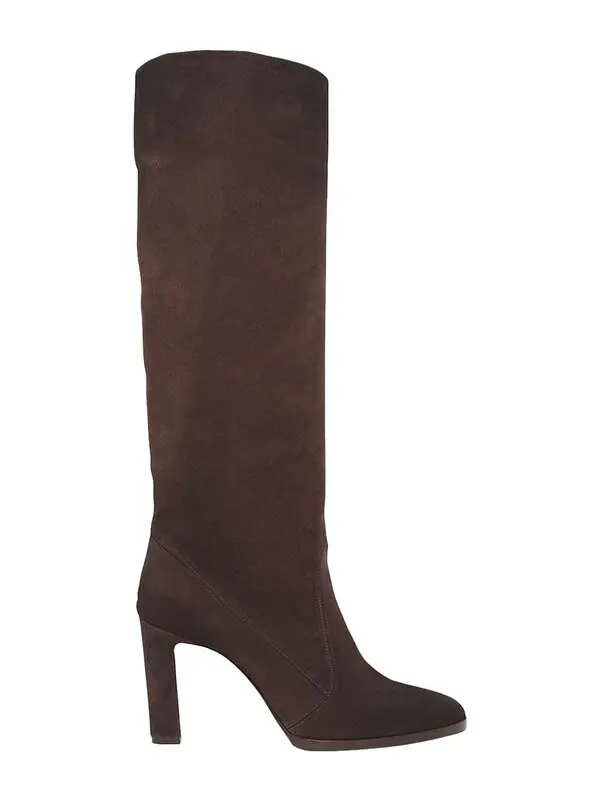 Santoni Andy Suede Stiletto Knee Boots - Brown