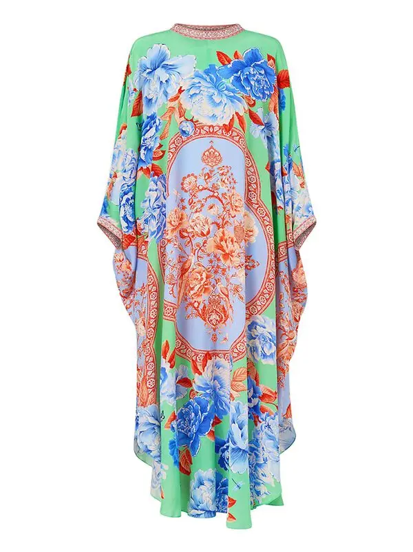 Camilla Printed High-collar Kaftan - Topkapi Pop