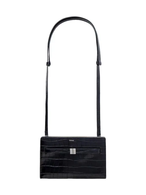 TOTEME Belted Croc-effect Leather Shoulder Bag - Black