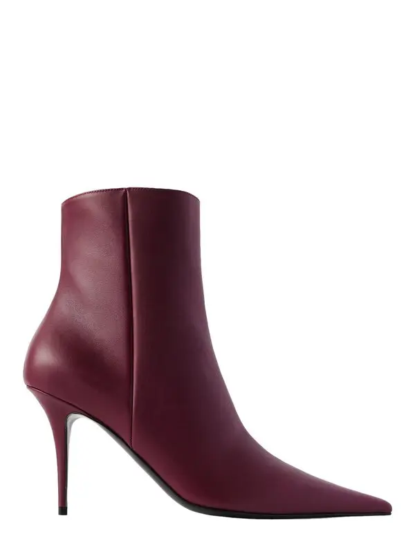 Amina Muaddi Barbara Leather Ankle Boots - Burgundy