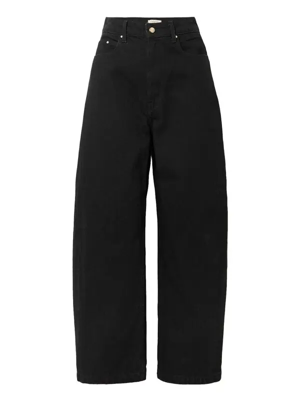 Ossou Bends High-rise Barrel-leg Jeans - Black