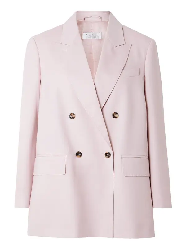 Max Mara Ombrosa Double-breasted Wool, Mohair, And Silk-blend Blazer - Pink