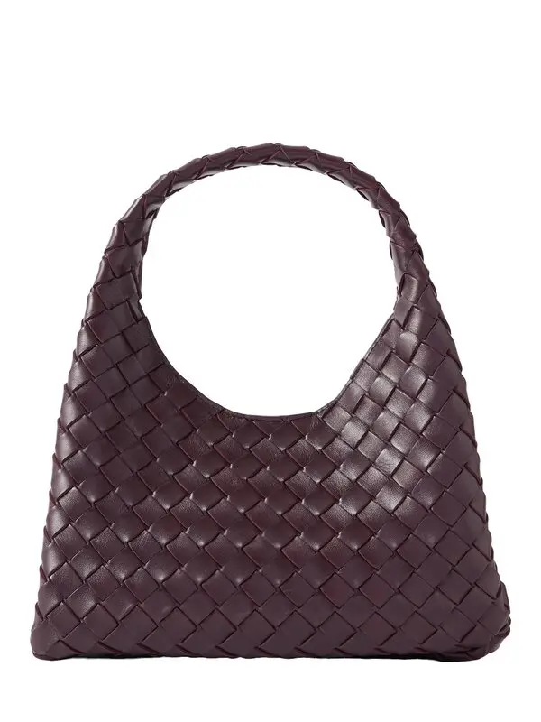 Bottega Veneta Intrecciato Leather Shoulder Bag - Burgundy