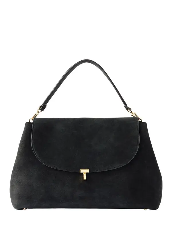 TOTEME T-lock Suede Shoulder Bag - Black