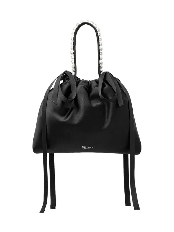 JIMMY CHOO Drawstring Mini Top Handle Shoulder Bag - Black