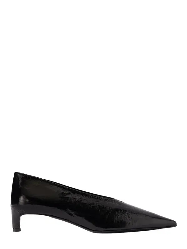 JIL SANDER Crinkled Patent-leather Pumps - Black