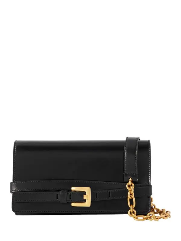 Balmain Shuffle Buckled Leather Shoulder Bag - Black