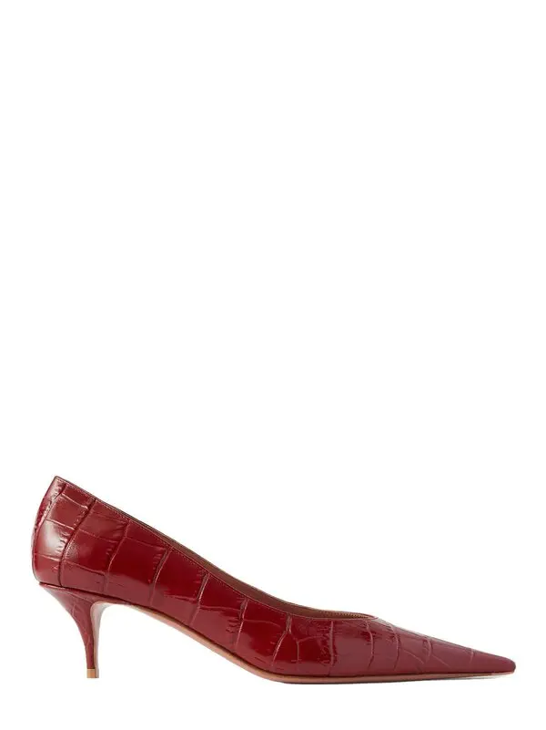 Amina Muaddi Barbara Croc-effect Leather Pumps - Red