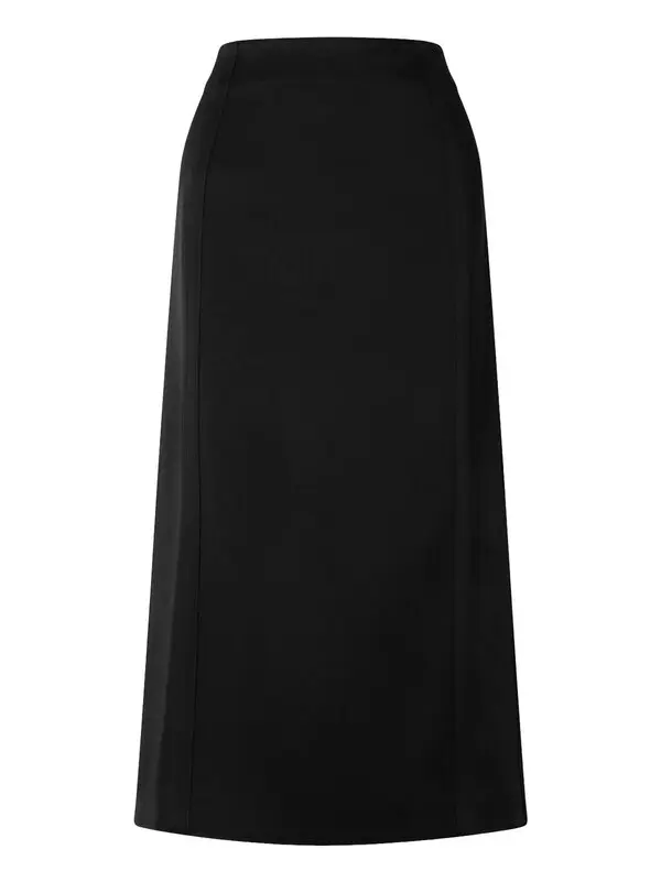 Another Tomorrow Satin-crepe Midi Skirt - Black