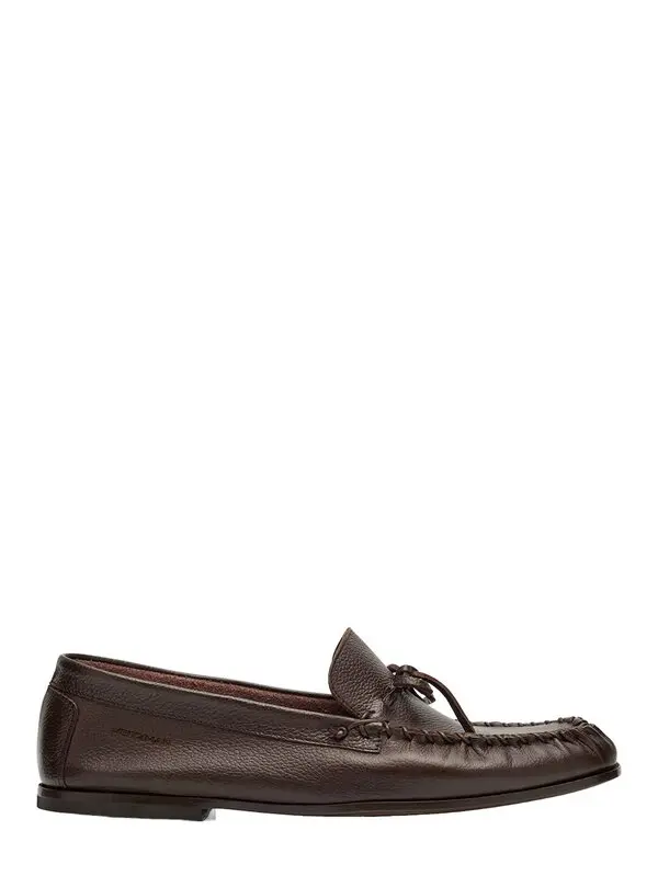 STUART WEITZMAN Montauk Grained Leather Loafers - Dark Brown