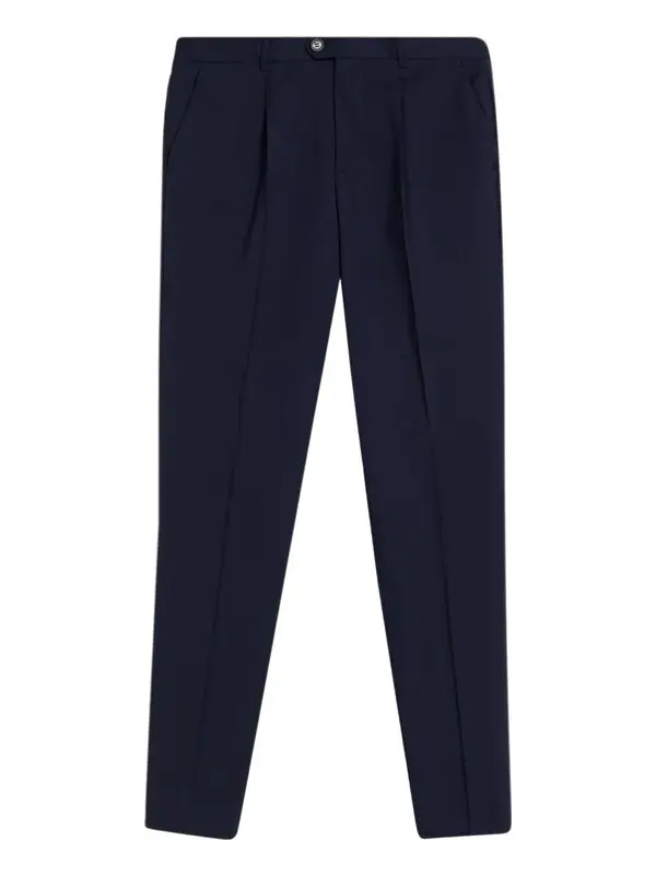 Brunello Cucinelli Virgin Wool Sharkskin Pleated Trousers - C6936 Navy