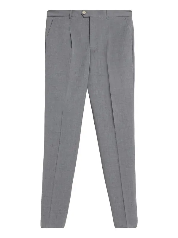 Brunello Cucinelli Virgin Wool Sharkskin Pleated Trousers - C9300 Medi