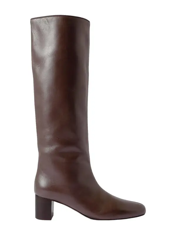 TOTEME Downtown Leather Knee Boots - Brown