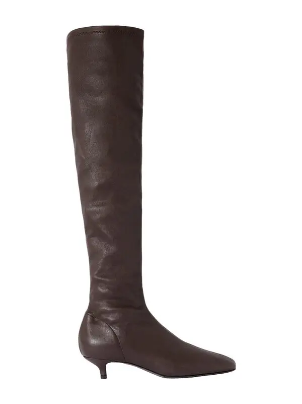 TOTEME Leather Knee High Boots - Brown