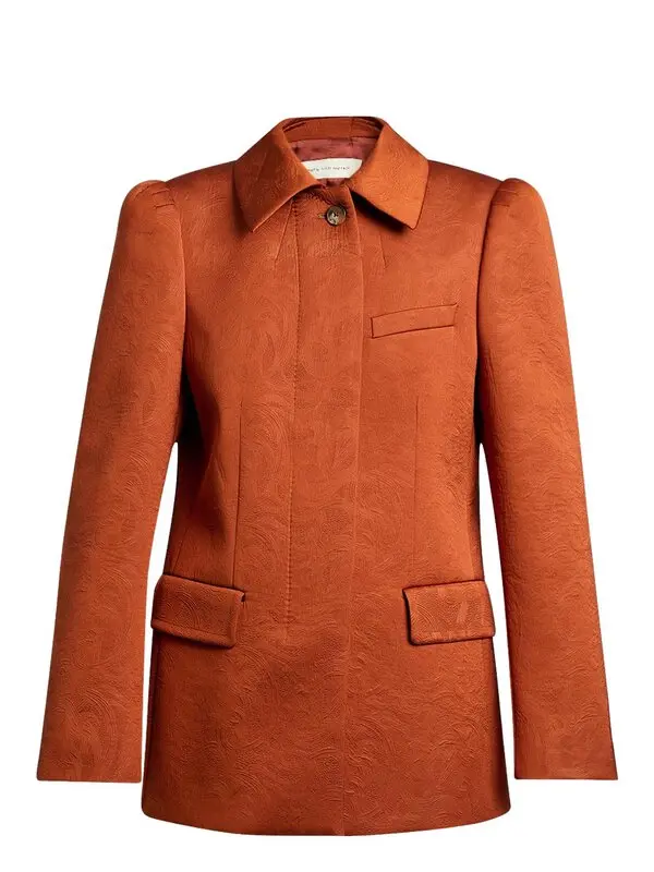 Dries Van Noten Balfini Single-breasted Jacquard Coat - Orange