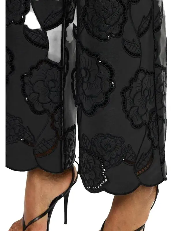 TOCCIN Shawn Embroidered Faux Leather Pants - Jet