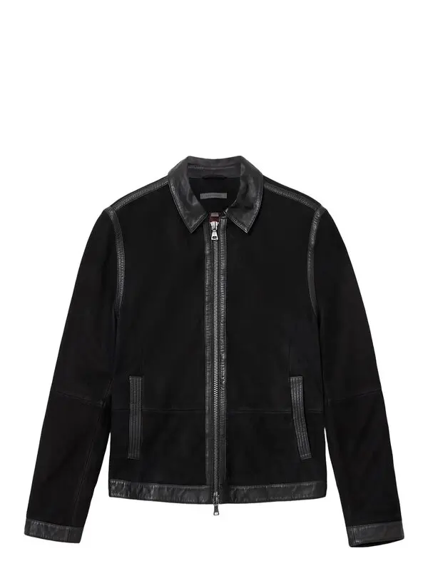 John Varvatos Jaxon Waxed Suede Full-zip Jacket - Black