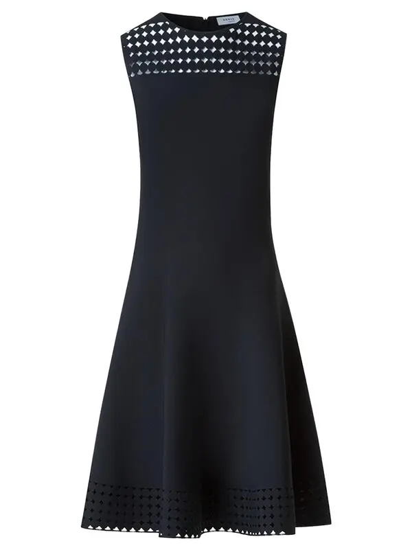 Akris Dot Lace A-line Knit Dress - Black