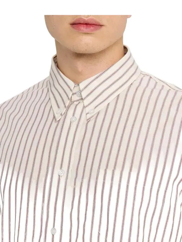 WILLY CHAVARRIA Veterano Stripe Button-down Shirt With Pocket - Red
