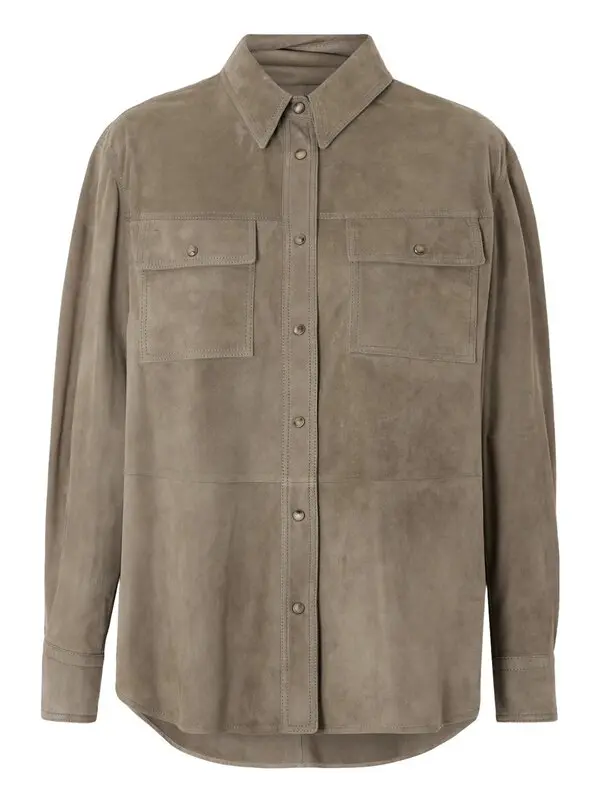 Brunello Cucinelli Suede Button-up Overshirt - Green
