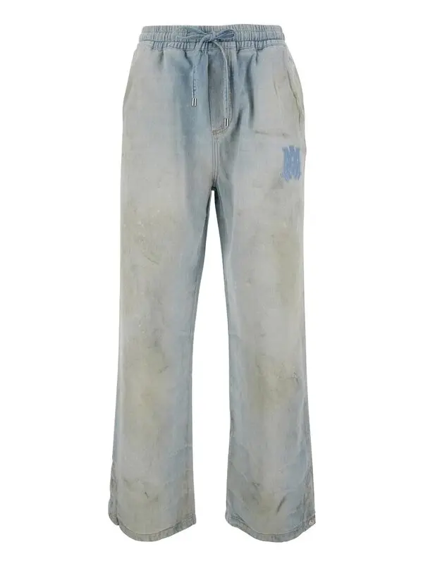 Amiri Cotton Pants With Logo Patch - Blue