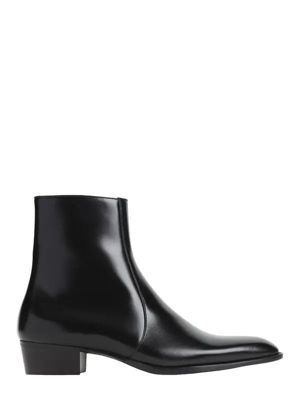 Saint Laurent Leather Roman Boots - Black