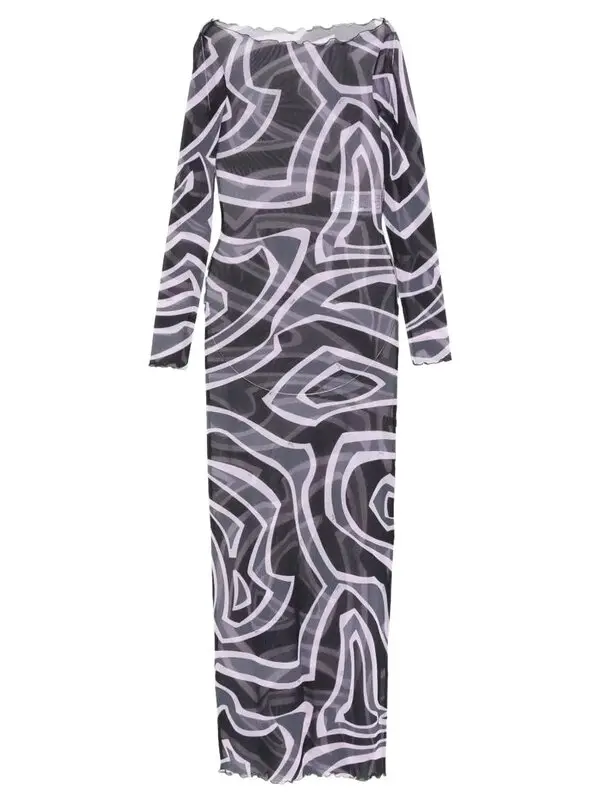 Emilio Pucci Abstract-print Tulle Maxi Dress - Multicolour